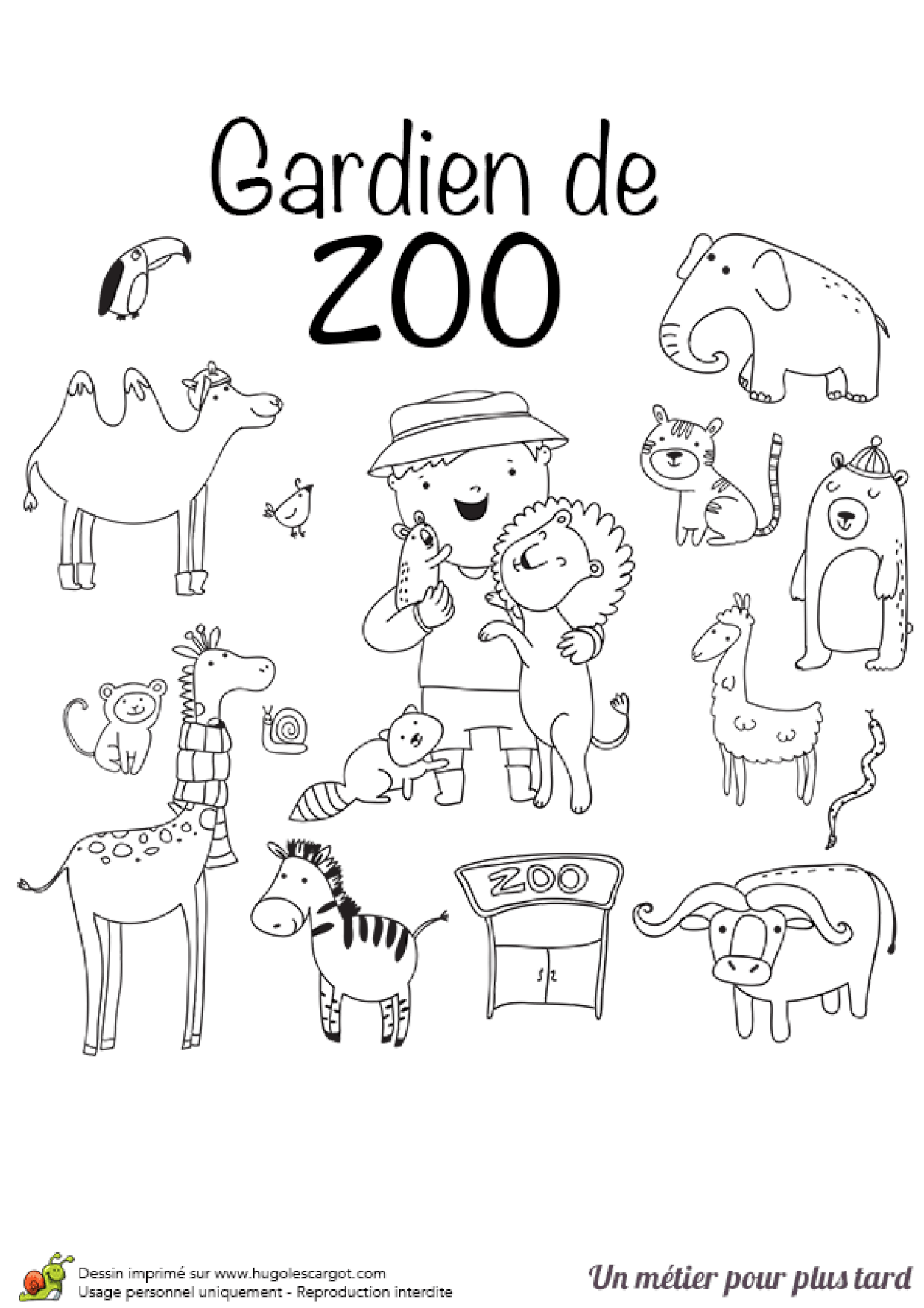 Coloriages Gardien De Zoo Arrière Plan Transparent Dessin Animé De