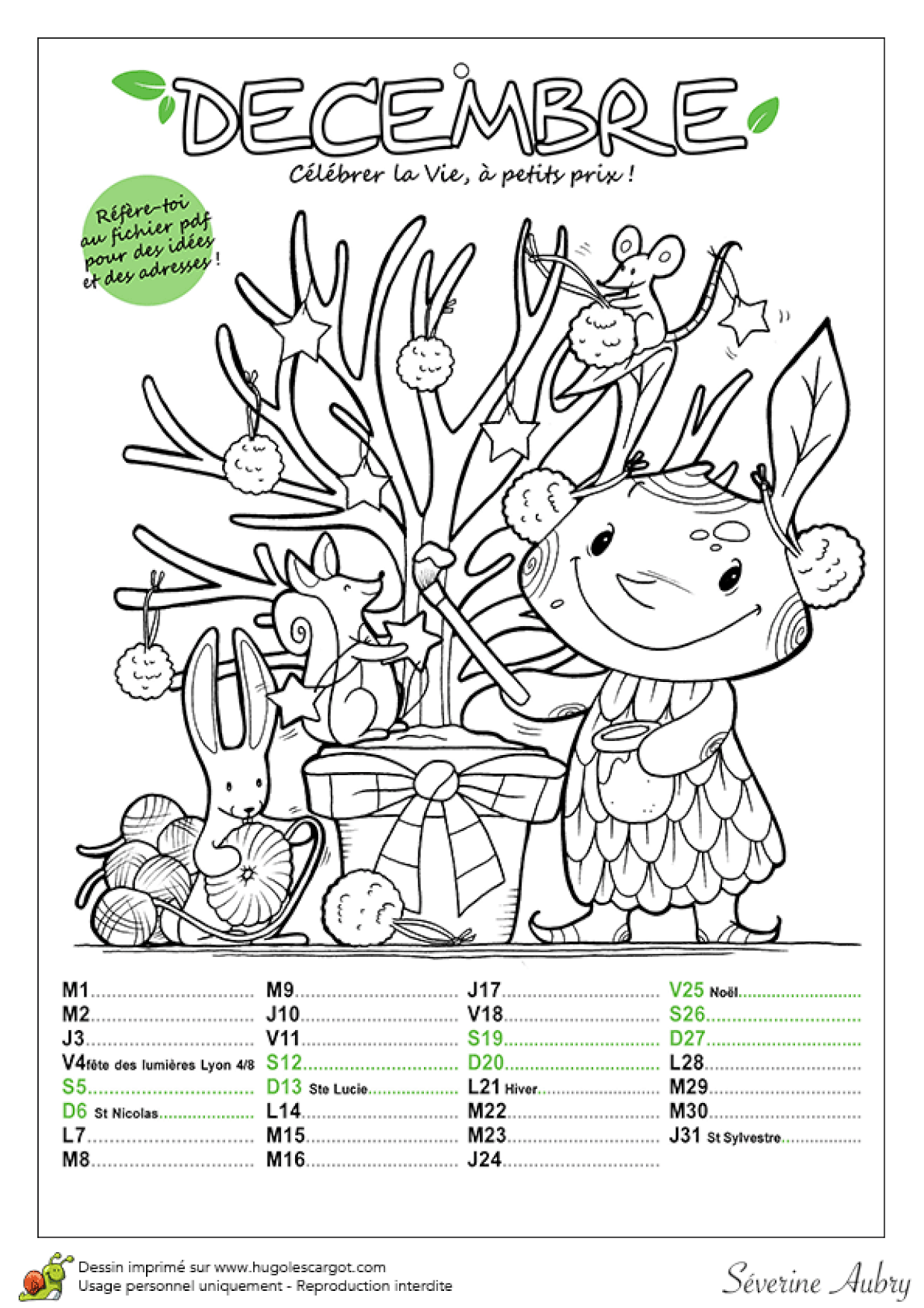Page à Colorier Du Calendrier De Décembre
