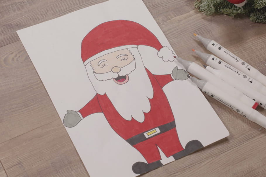 Apprenez à dessiner un père Noël avec le contour de votre main : voici ...